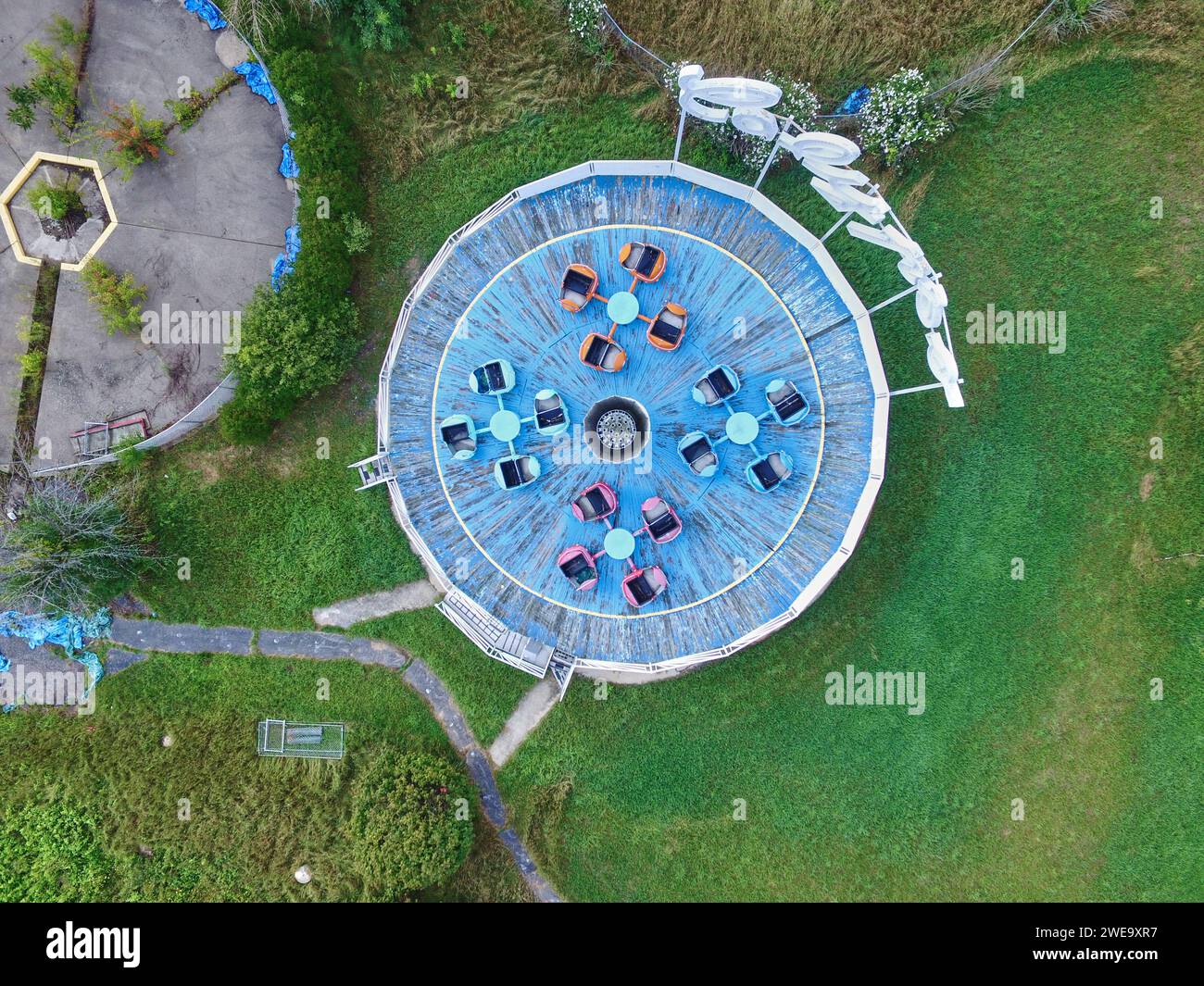 Aerial View of Colorful Outdoor Seating Arrangement and Green Lawn ...