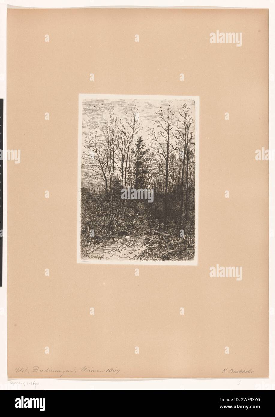 Bosgegicht, Karl Buchholz, 1889 print Germany paper. etching forest ...