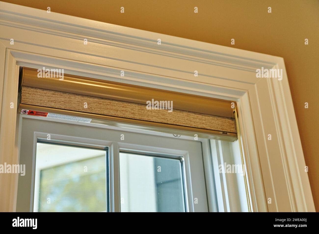 Neutral Window Shade and White Trim Detail in Domestic Setting Stock ...