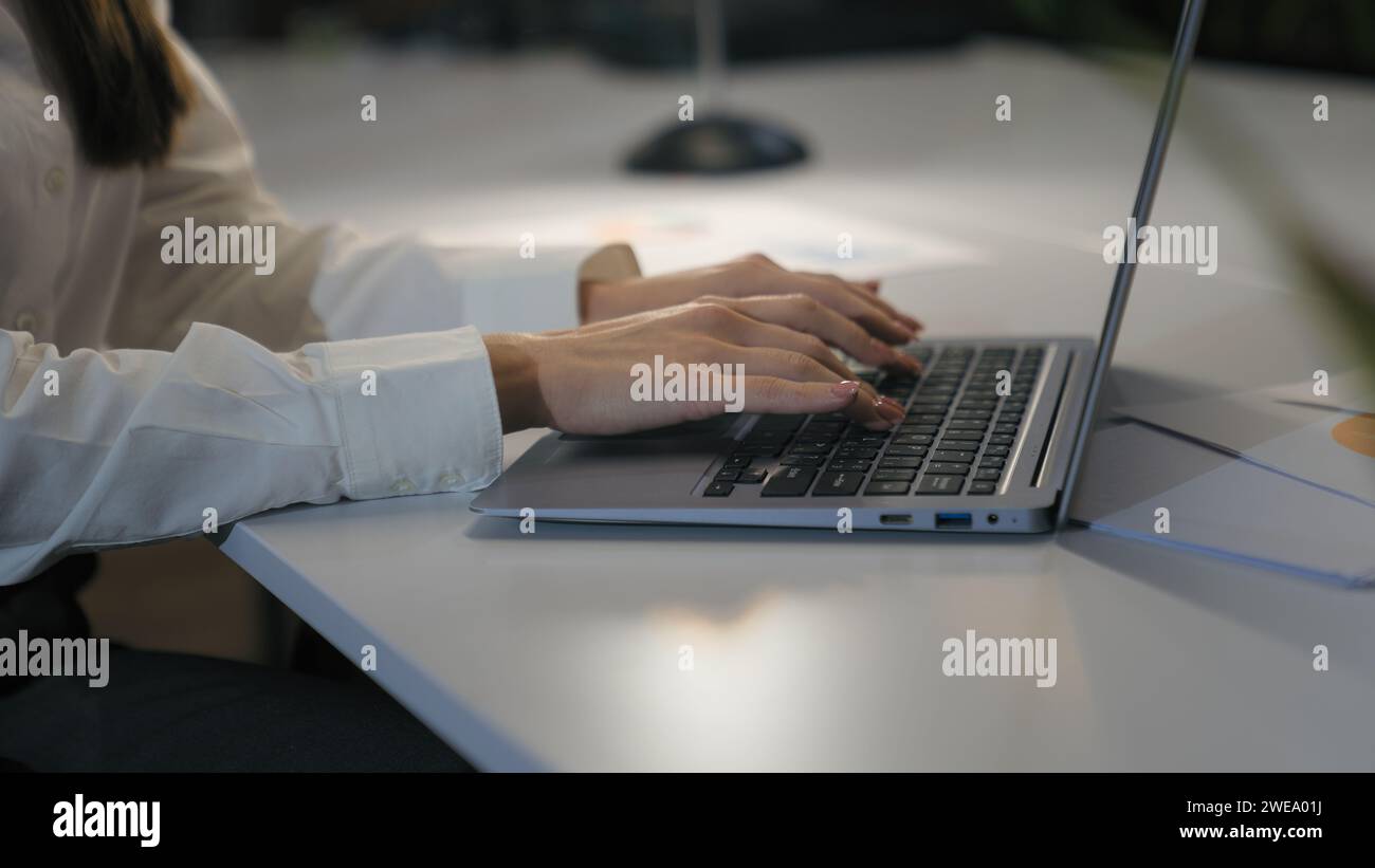 Unrecognizable woman office worker business female girl user ...