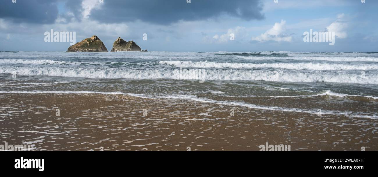 A panoramic image of the iconic Carters Rocks Gull Rocks at Holywell ...