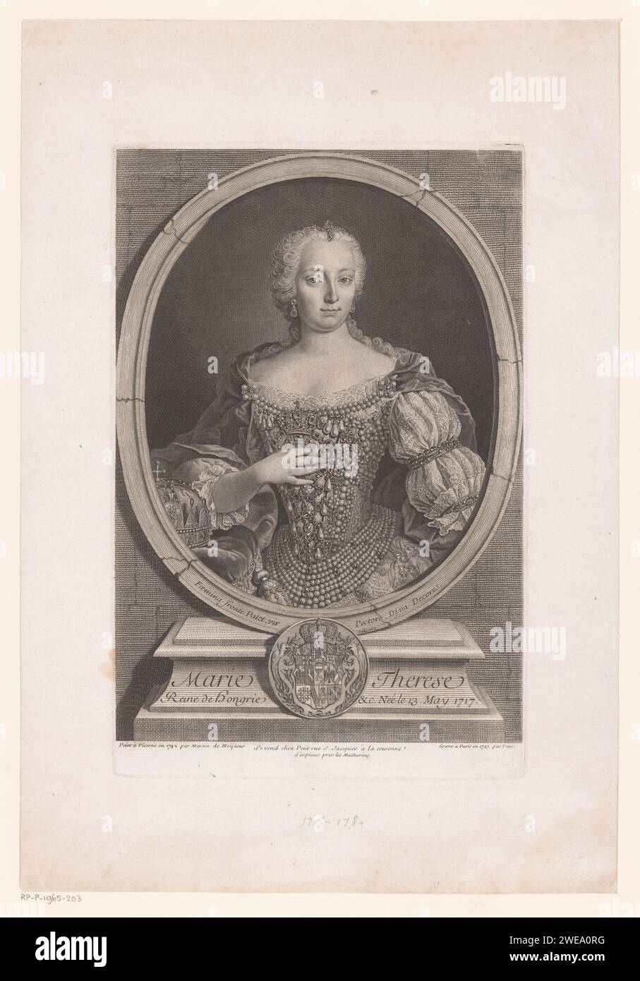 Portret Van Maria Theresia, Gille Edme Petit, After Martin Mytens (II ...