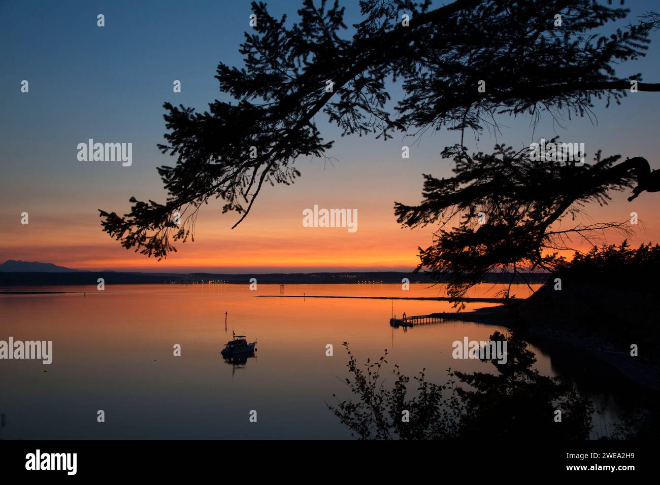 Admiralty Inlet sunset, Fort Flagler State Park, Washington Stock Photo ...