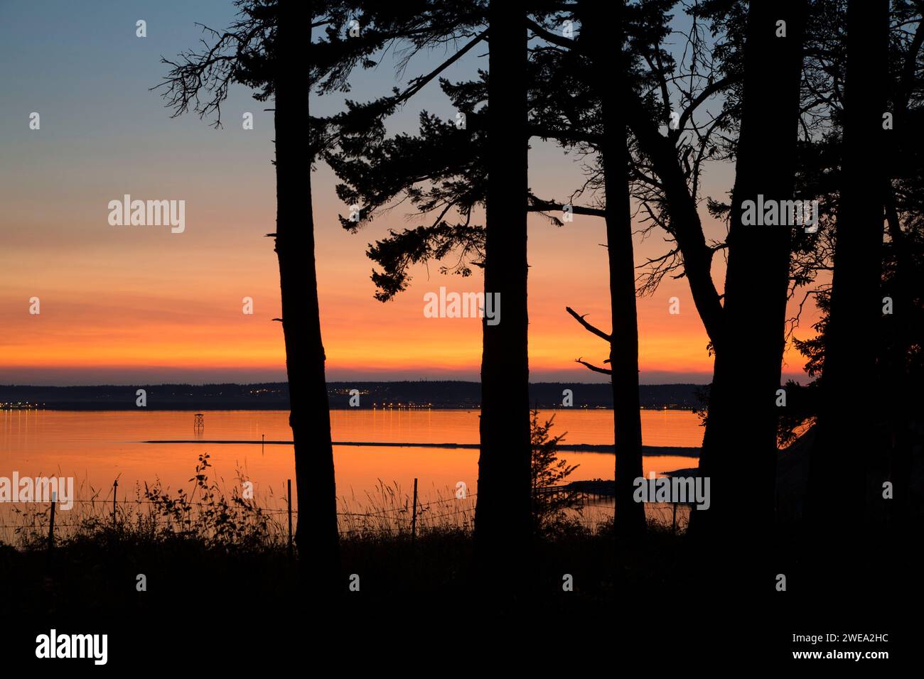 Admiralty Inlet sunset, Fort Flagler State Park, Washington Stock Photo ...