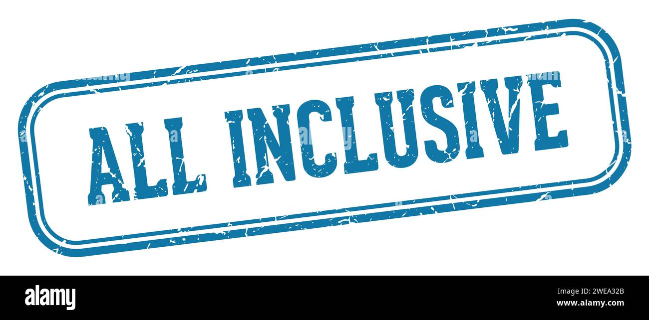 all inclusive stamp. all inclusive rectangular stamp isolated on white ...