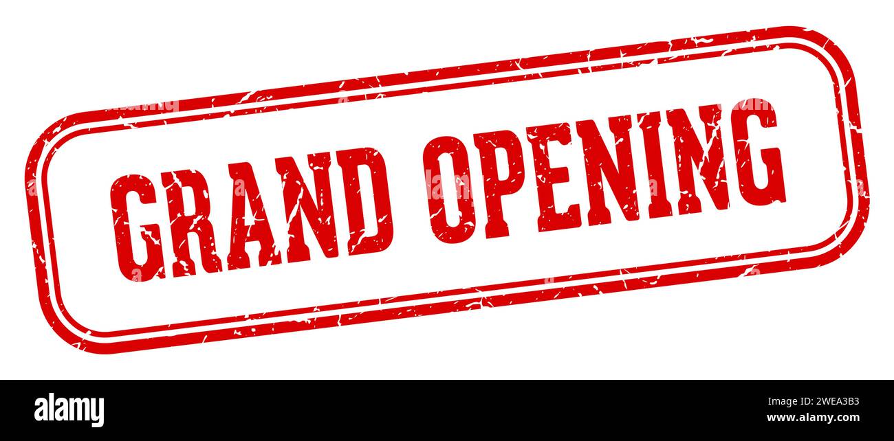 grand opening stamp. grand opening rectangular stamp isolated on white ...