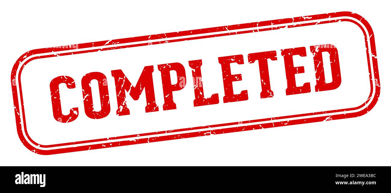 completed stamp. completed rectangular stamp isolated on white ...