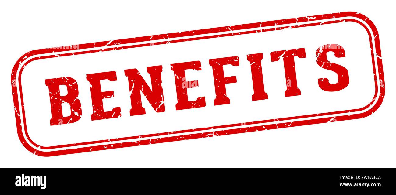 benefits stamp. benefits rectangular stamp isolated on white background ...