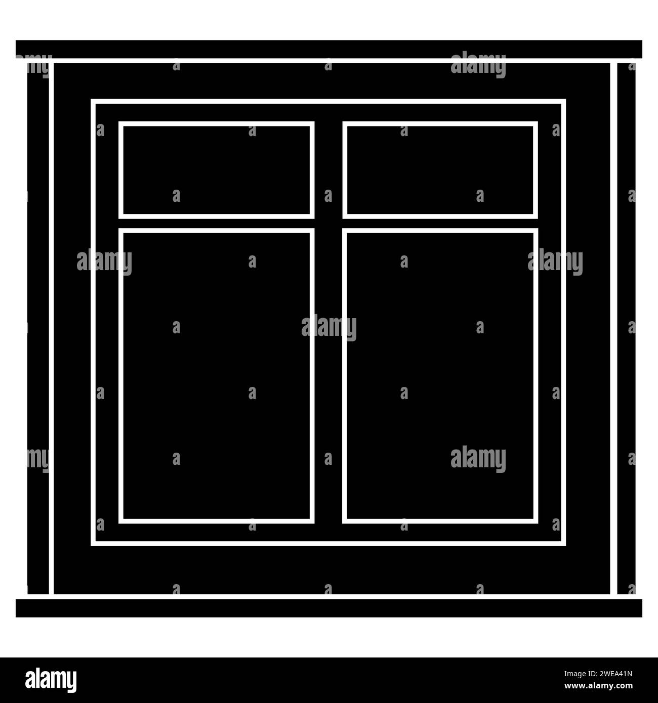 Square window silhouette for house isolated on white background. Vector ...