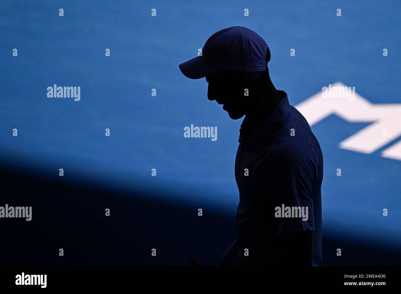 Novak Djokovic in the dark shadows (illustration of shadow silhouette ...