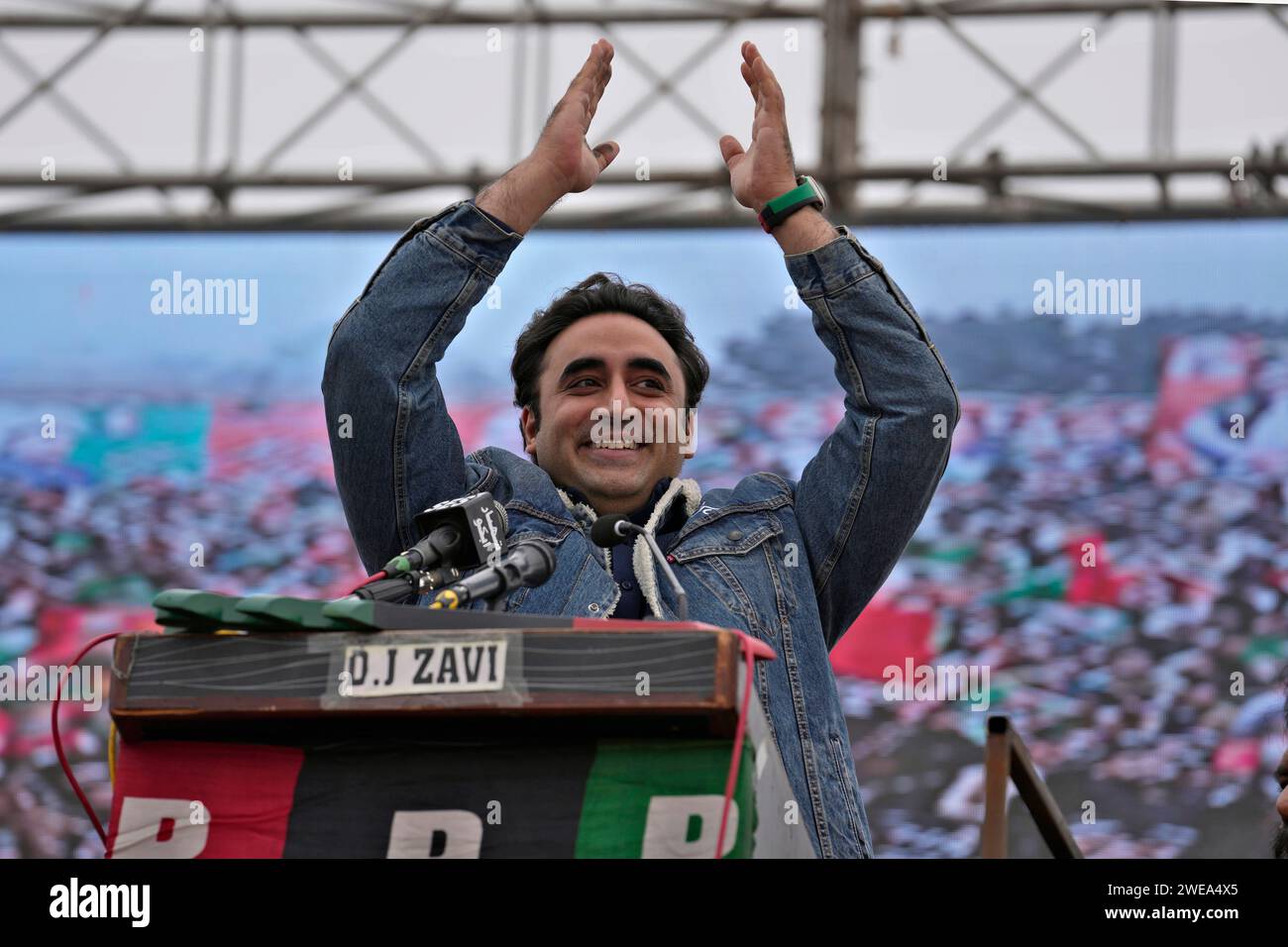 Bilawal Bhutto Zardari, Chairman of Pakistan People's Party cheers for ...