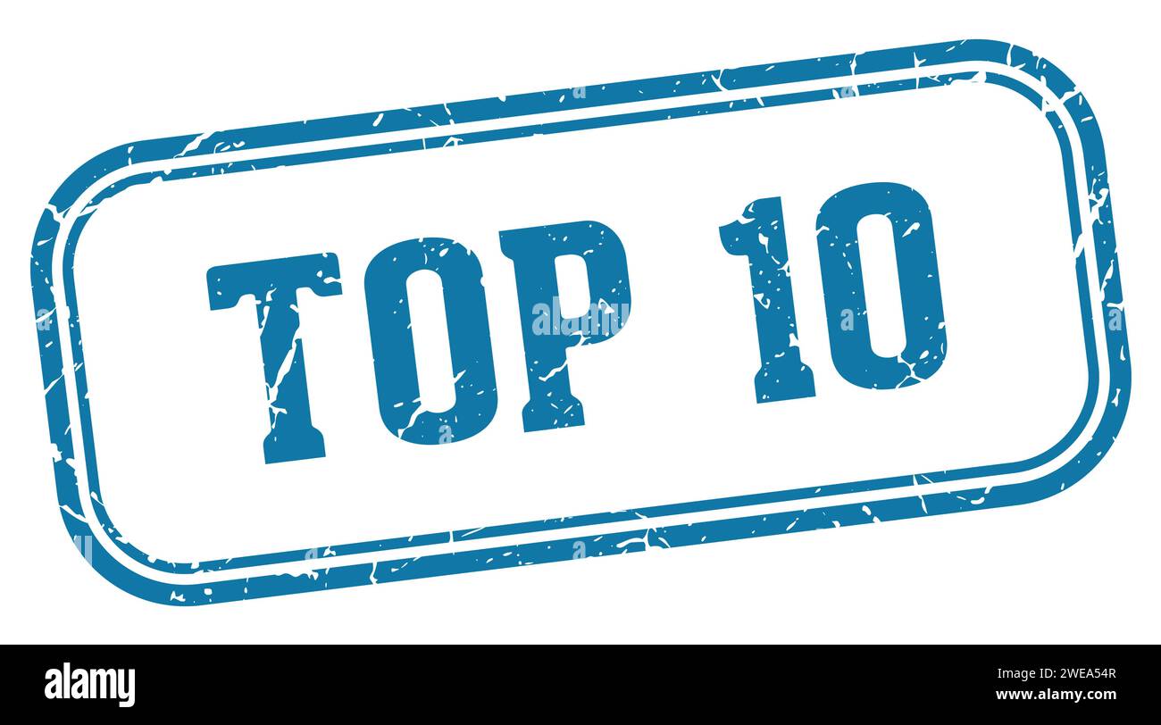 top 10 stamp. top 10 rectangular stamp isolated on white background ...