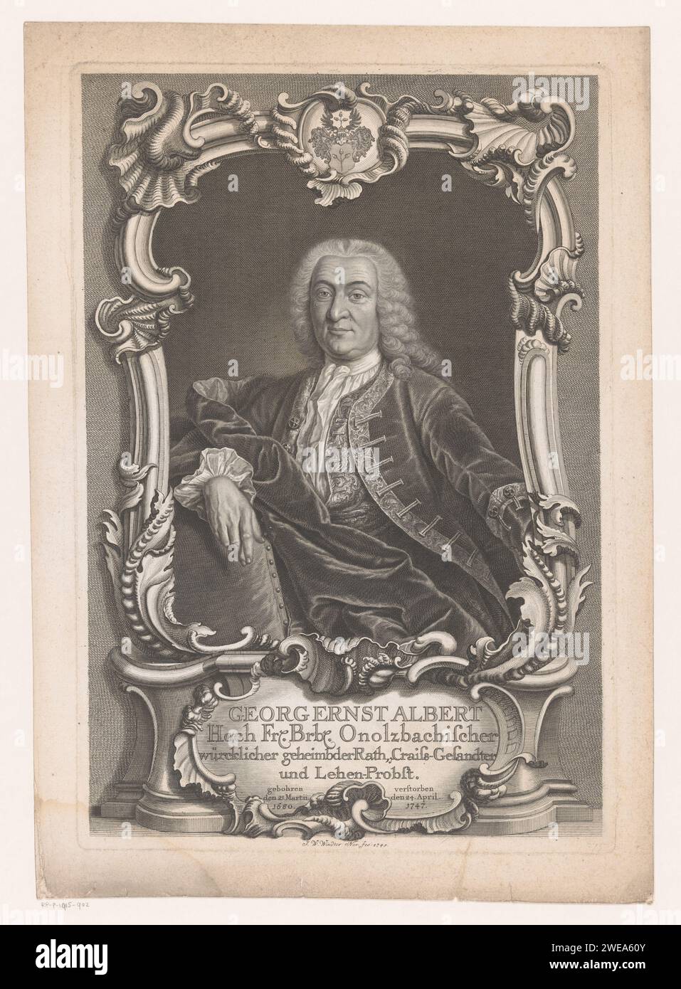 PortraT van Georg Ernst Albert, Johann Wilhelm Windter, 1748 print ...
