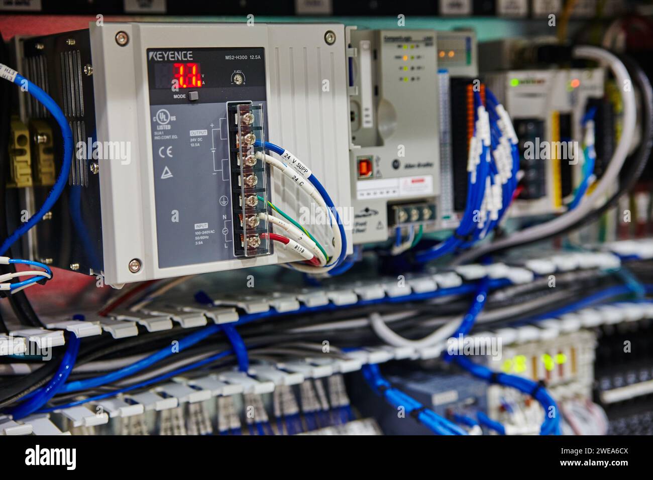 Industrial Electrical Panel Close-Up with Digital Voltage Readout Stock ...