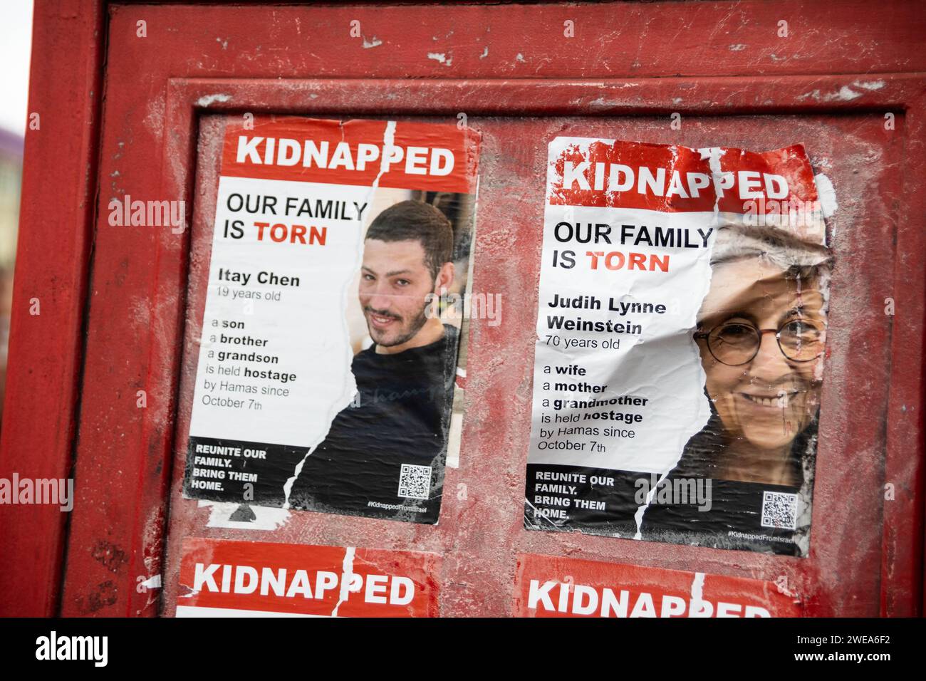 Israeli Hostage Posters Surface on Whitehall Phone Kiosk Credit: Sinai ...