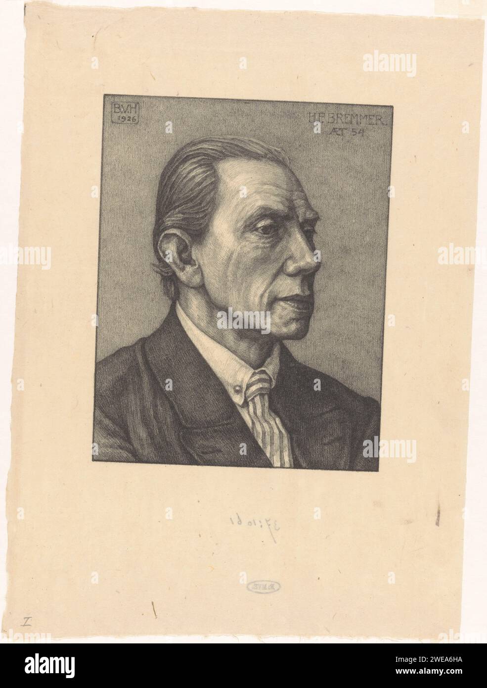 Portrait of Hendricus Petrus Bremmer, Bertha van Hasselt, 1926 print ...
