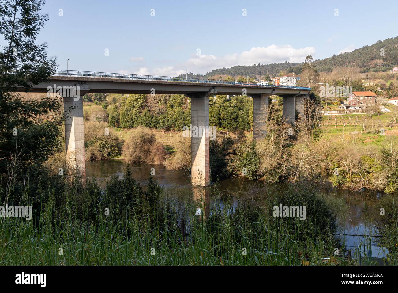 A Ponte Ulla, Spain. The river Ulla as it passes through Vedra Stock ...