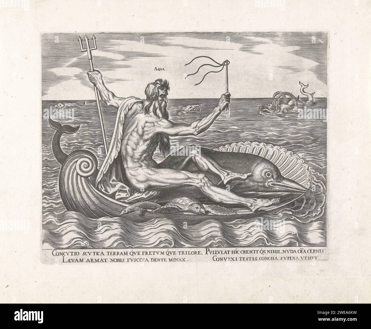 Water, Philips Galle, 1564 print The Element Water, Personified by ...