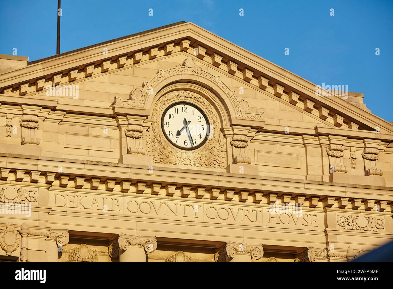 Neoclassical Dekalb County Courthouse Clock Facade, Indiana Stock Photo ...