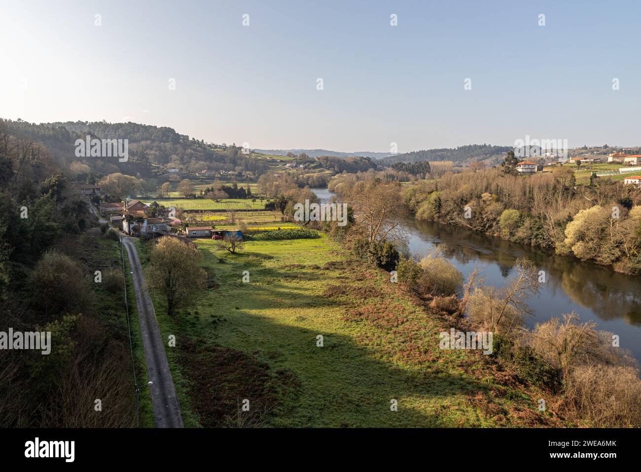 A Ponte Ulla, Spain. The river Ulla as it passes through Vedra Stock ...