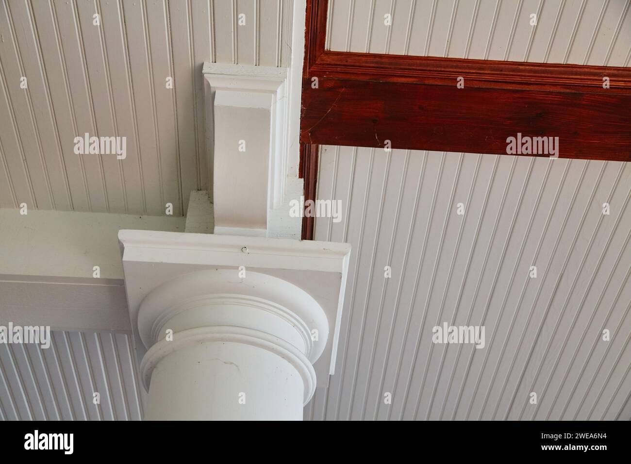 Classical Column and Wood Beam Detail, Low Angle View Stock Photo - Alamy
