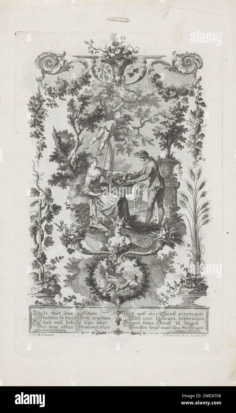 Earth, Gottfried Bernhard Götz, 1718 - 1774 print Allegory of the Earth ...