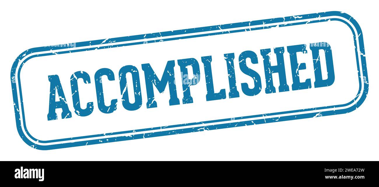 accomplished stamp. accomplished rectangular stamp isolated on white ...