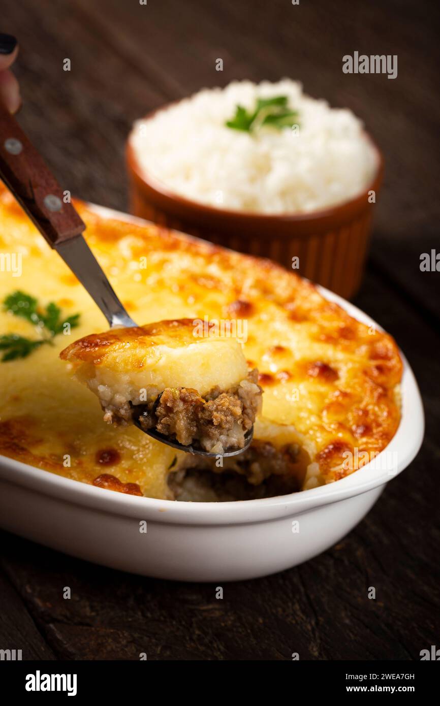 Shepherd's Pie (escondidinho). Typical Brazilian food Stock Photo - Alamy