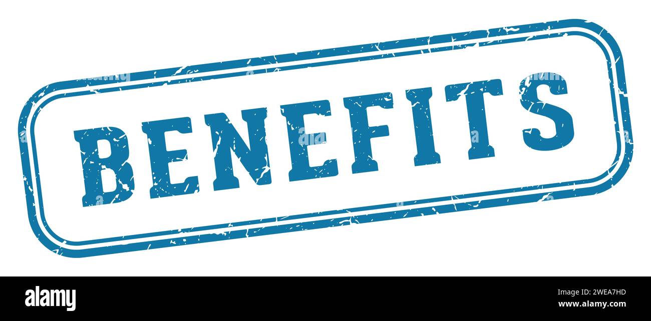 benefits stamp. benefits rectangular stamp isolated on white background ...