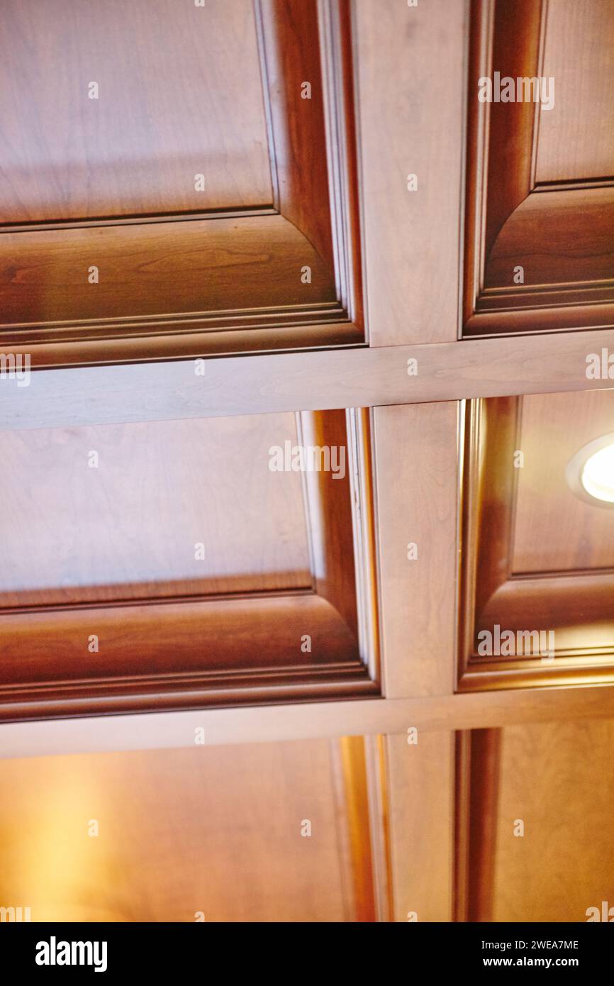 Luxurious Polished Wood Panels with Geometric Patterns, Interior Detail ...