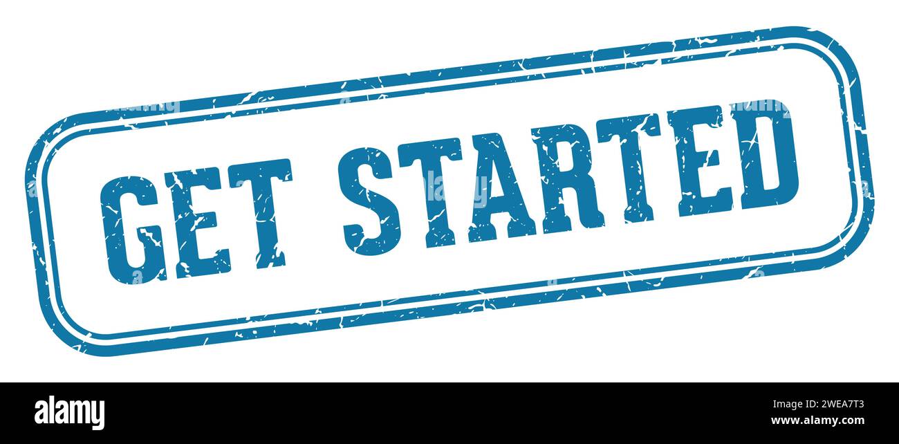 get started stamp. get started rectangular stamp isolated on white ...
