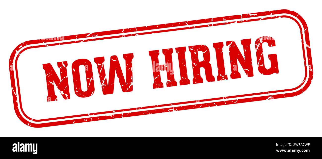 now hiring stamp. now hiring rectangular stamp isolated on white ...