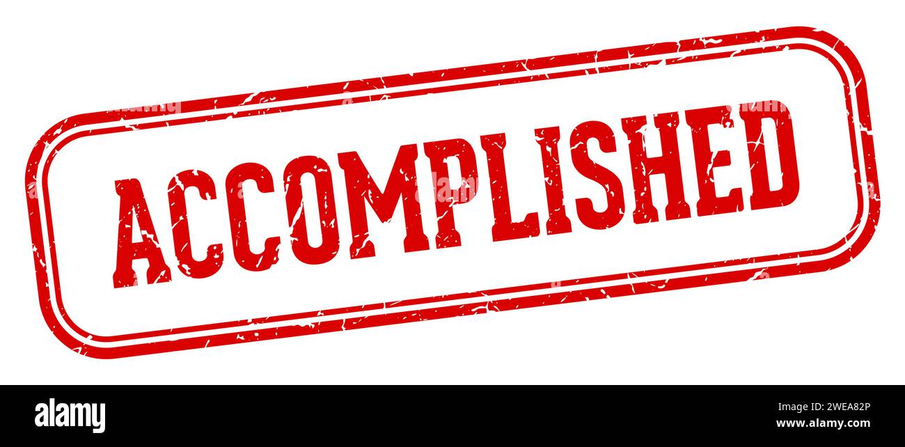 accomplished stamp. accomplished rectangular stamp isolated on white ...