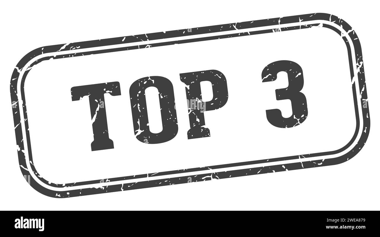 top 3 stamp. top 3 rectangular stamp isolated on white background Stock ...