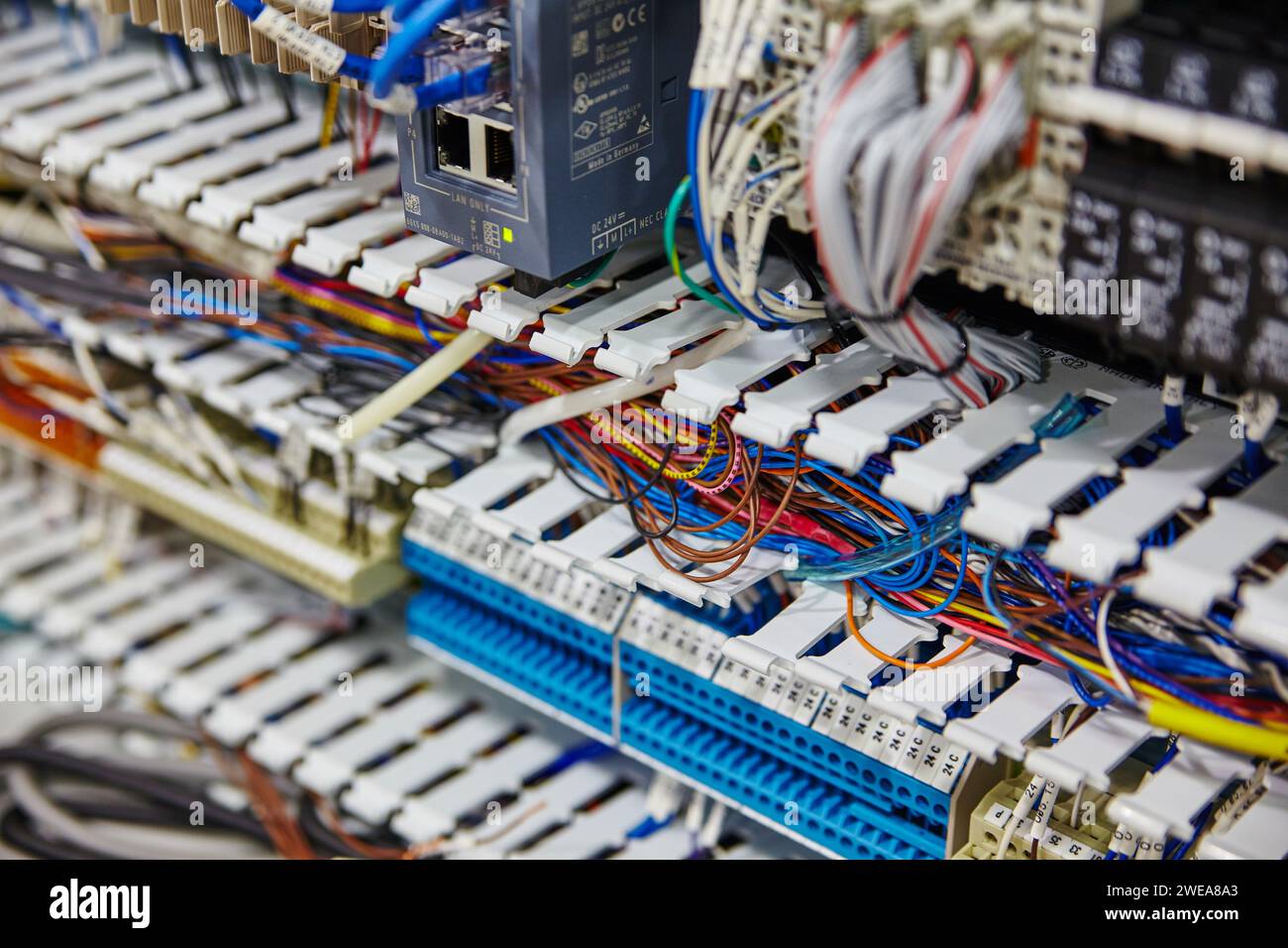 Color-Coded Electrical Wiring and Terminal Blocks in Industrial Setting ...