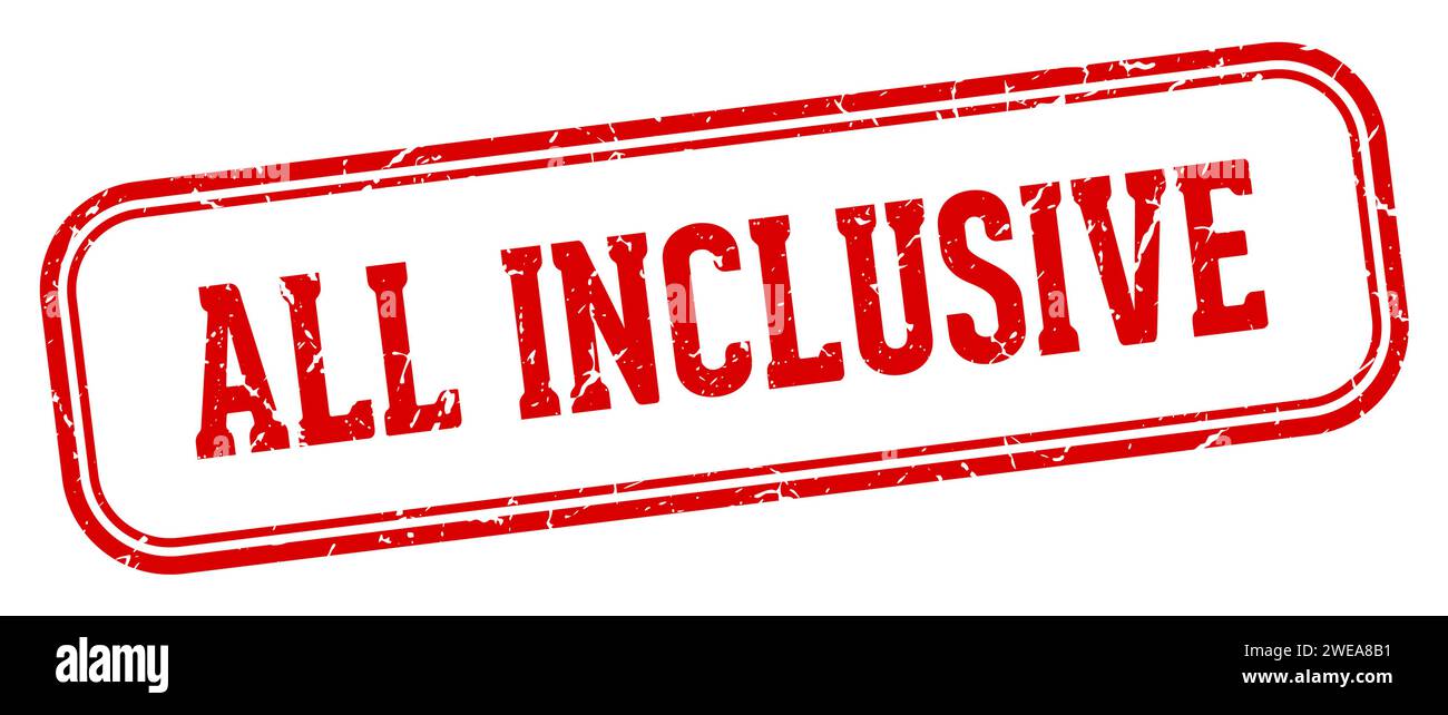 all inclusive stamp. all inclusive rectangular stamp isolated on white ...