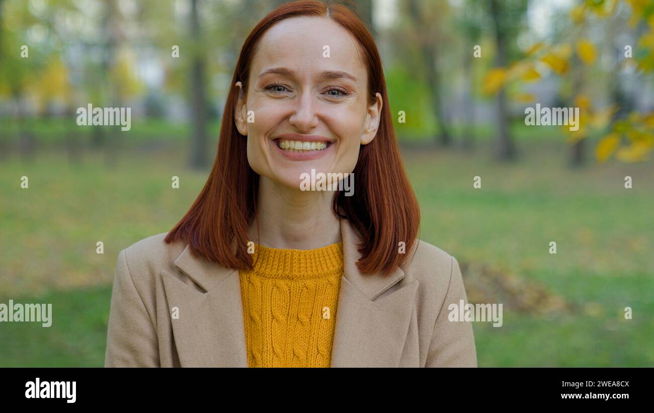 Portrait happy smiling laughing positive carefree cheerful glad woman ...