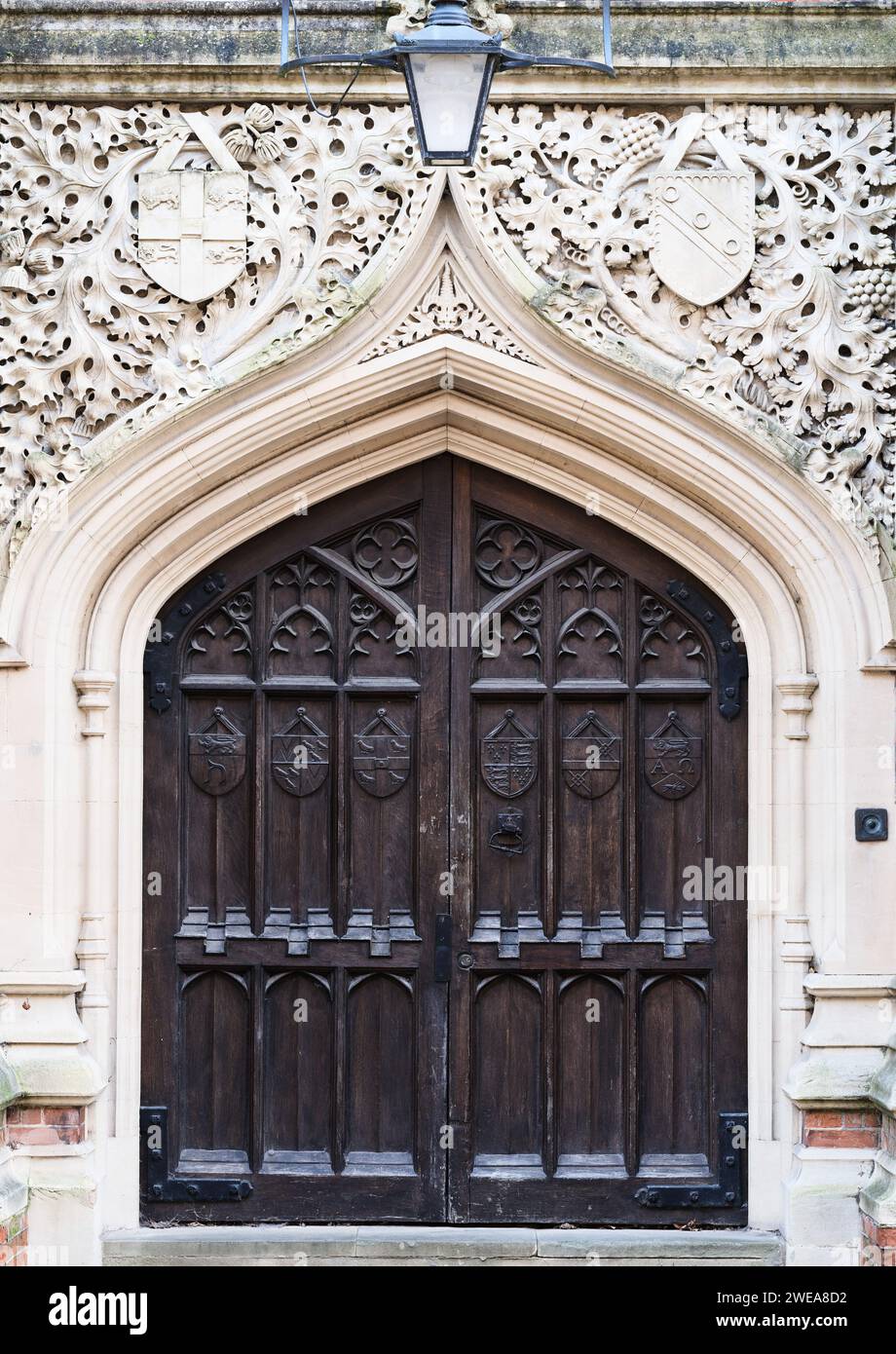 Solid wooden door to St John's College, University of Cambridge ...