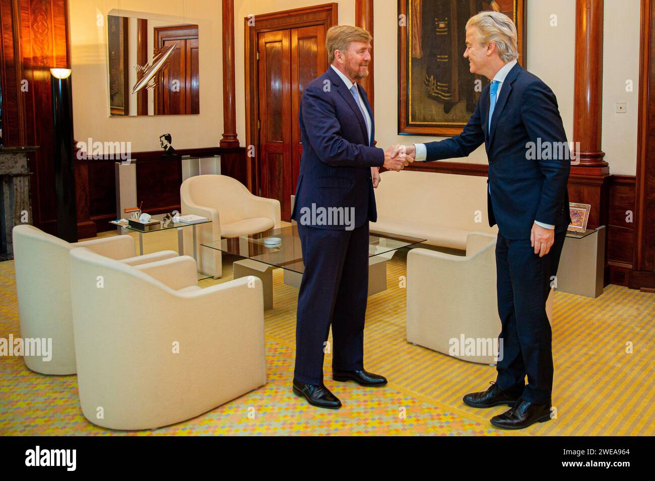Den Haag, the Netherlands, 24-01-2024 King Willem-Alexander meets with ...
