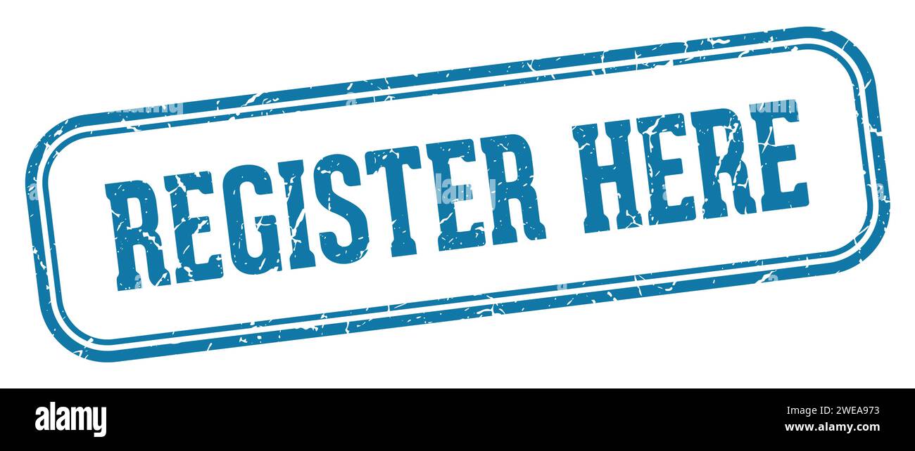 register here stamp. register here rectangular stamp isolated on white ...