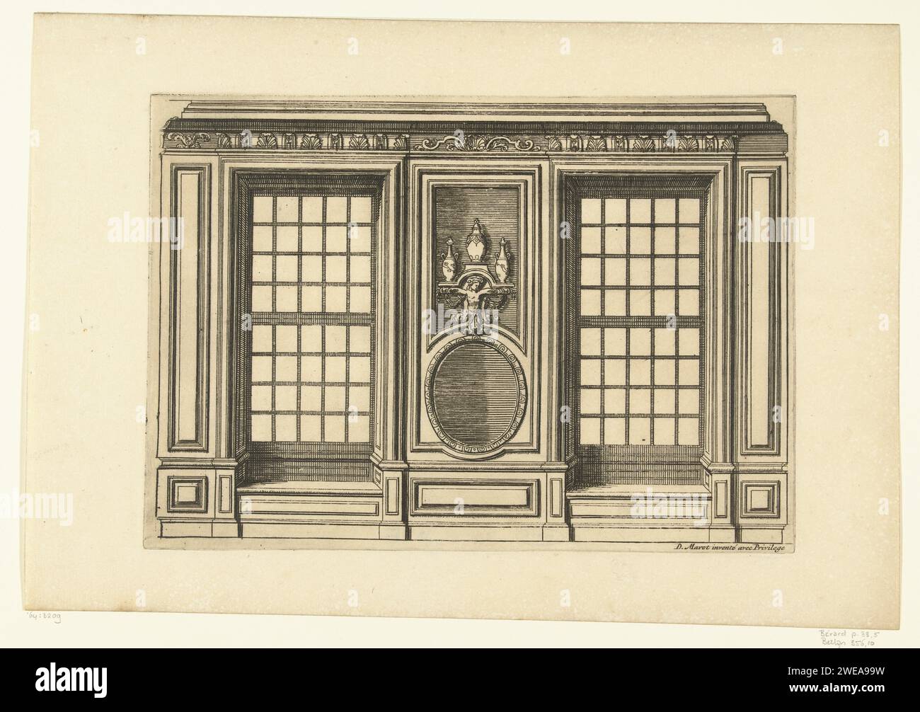 Wall with wall dam between window frames, Daniël Marot (I), 1703 - 1712 ...