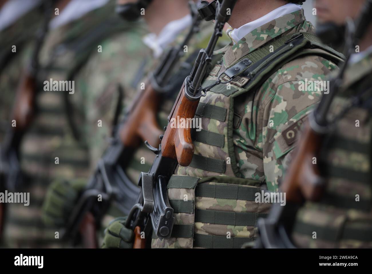 Bucharest, Romania - January 24, 2024: Details with a Romanian army ...