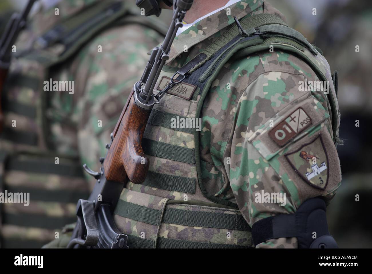 Bucharest, Romania - January 24, 2024: Details with a Romanian army ...