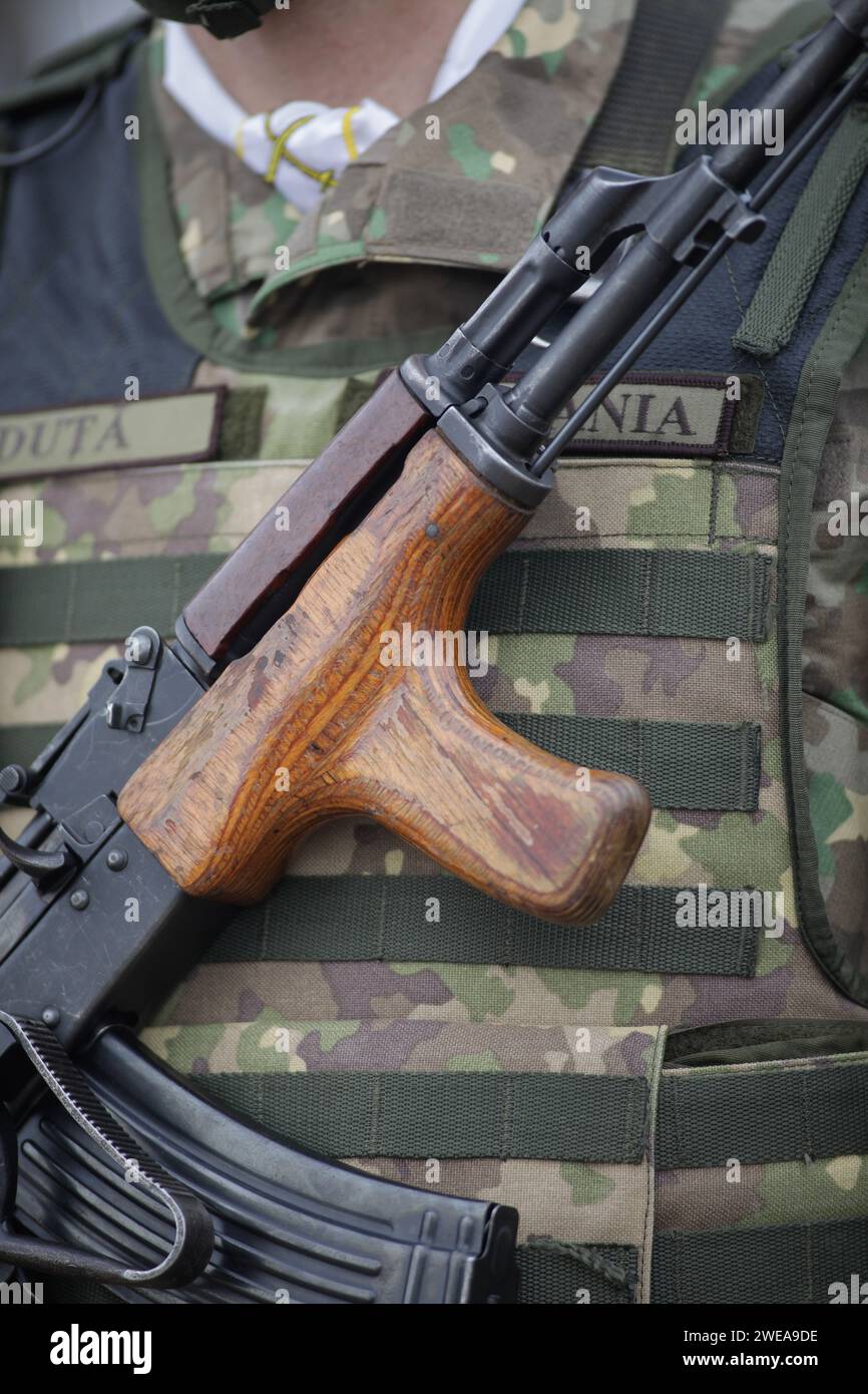 Bucharest, Romania - January 24, 2024: Details with a Romanian army ...