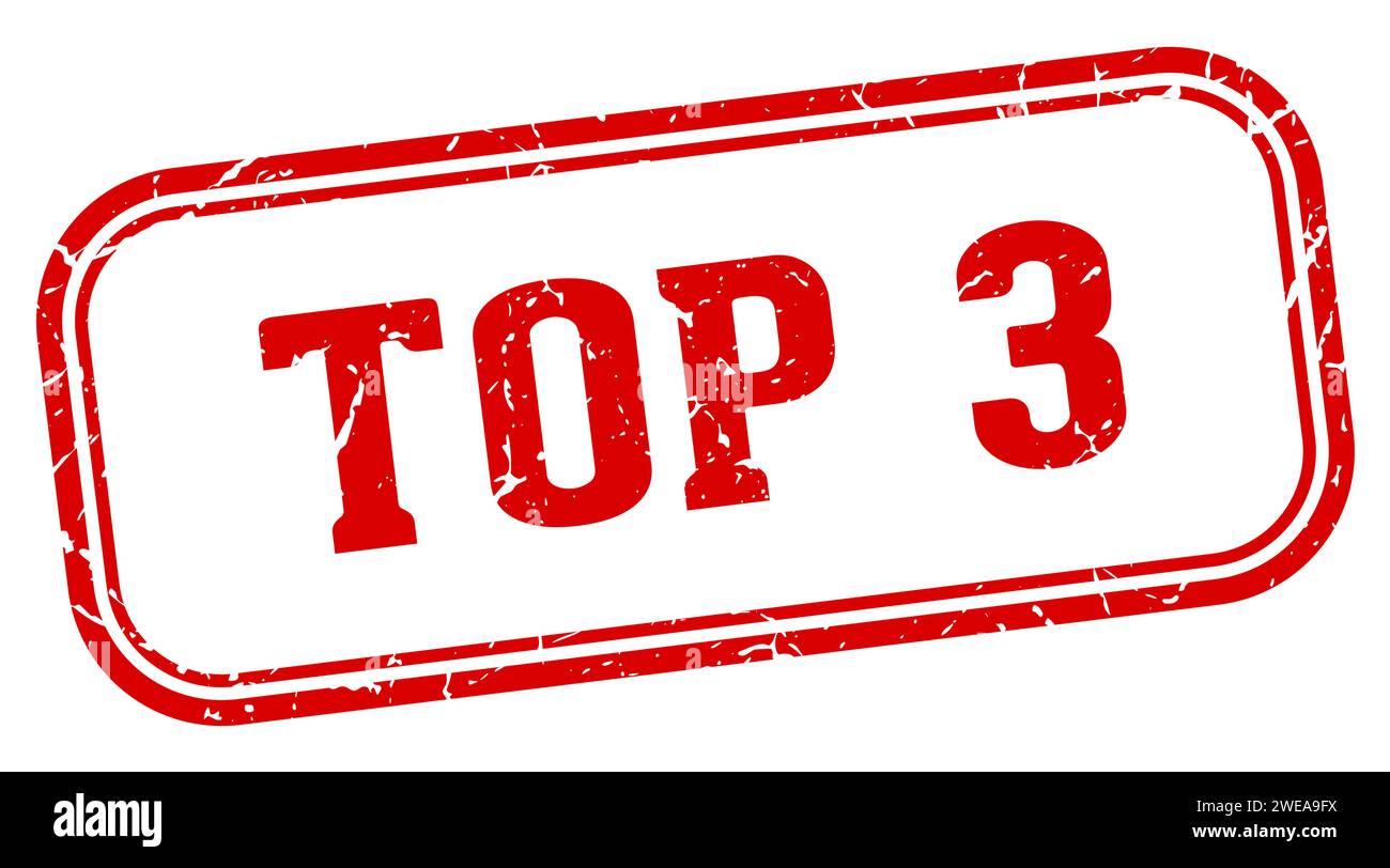 top 3 stamp. top 3 rectangular stamp isolated on white background Stock ...