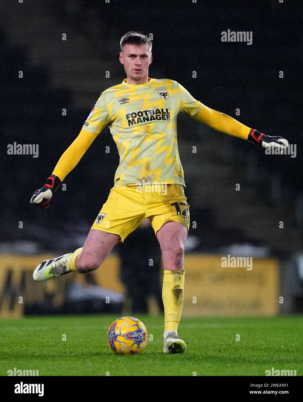 AFC Wimbledon goalkeeper Alex Bass during the Sky Bet League Two match ...