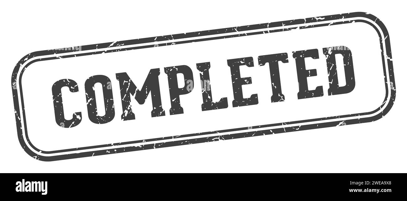 completed stamp. completed rectangular stamp isolated on white ...