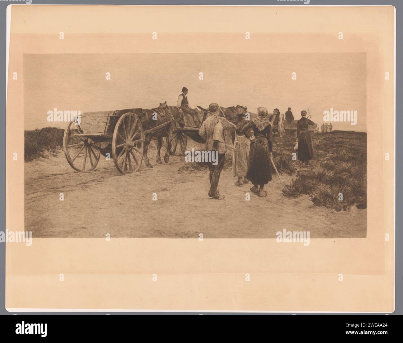 Agricultural workers on a path with carts and tools, Frans Lauwers ...