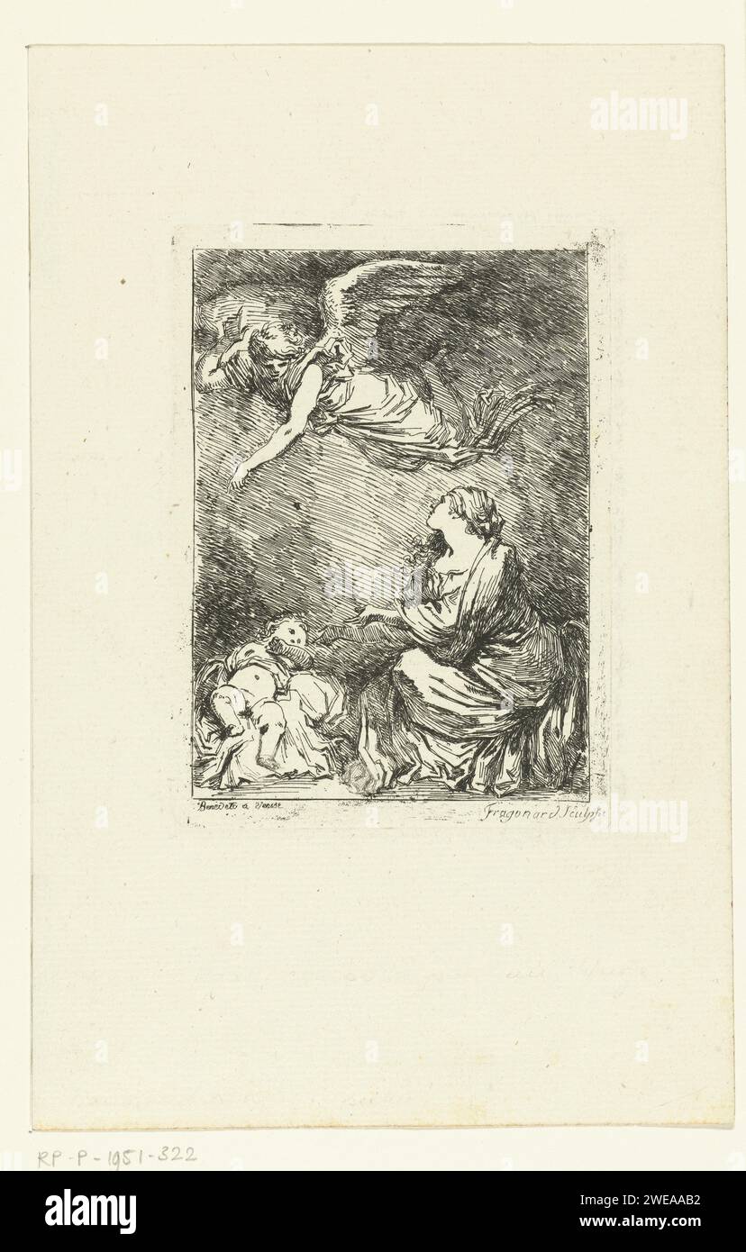 Engel points Hagar de Waterbron, Jean Honoré Fragonard, After Giovanni ...