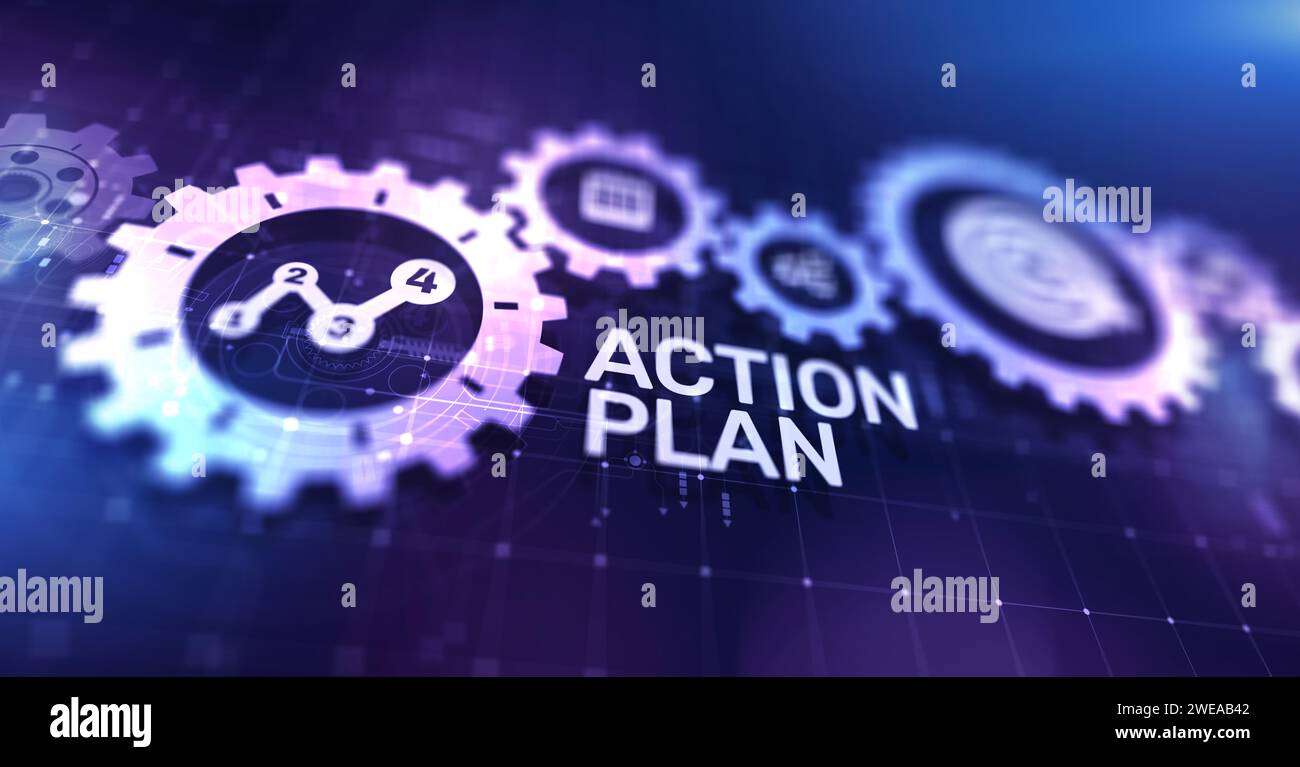 Action plan business strategy development concept on virtual screen ...